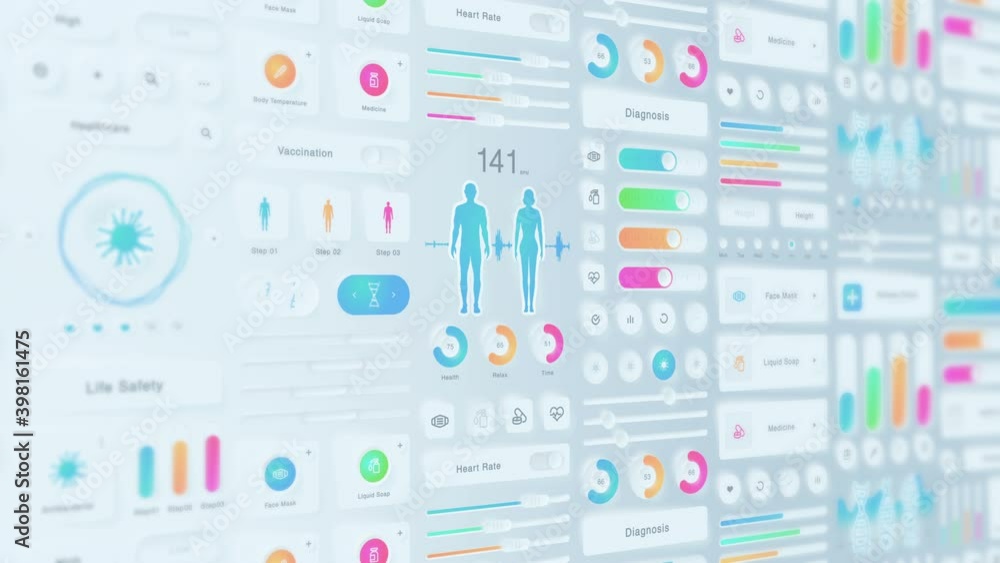 Creative design of medical application. Neumorphism. Hi tech panel ...