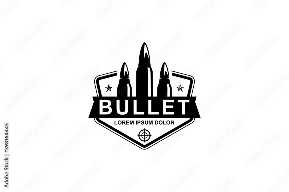 Bullet ammo logo modern design, black white silhouette icon. Stock ...