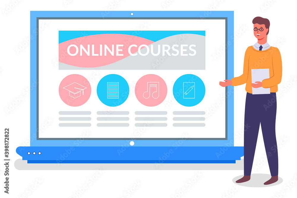 Online education, training or e-learning concept. Website for education ...