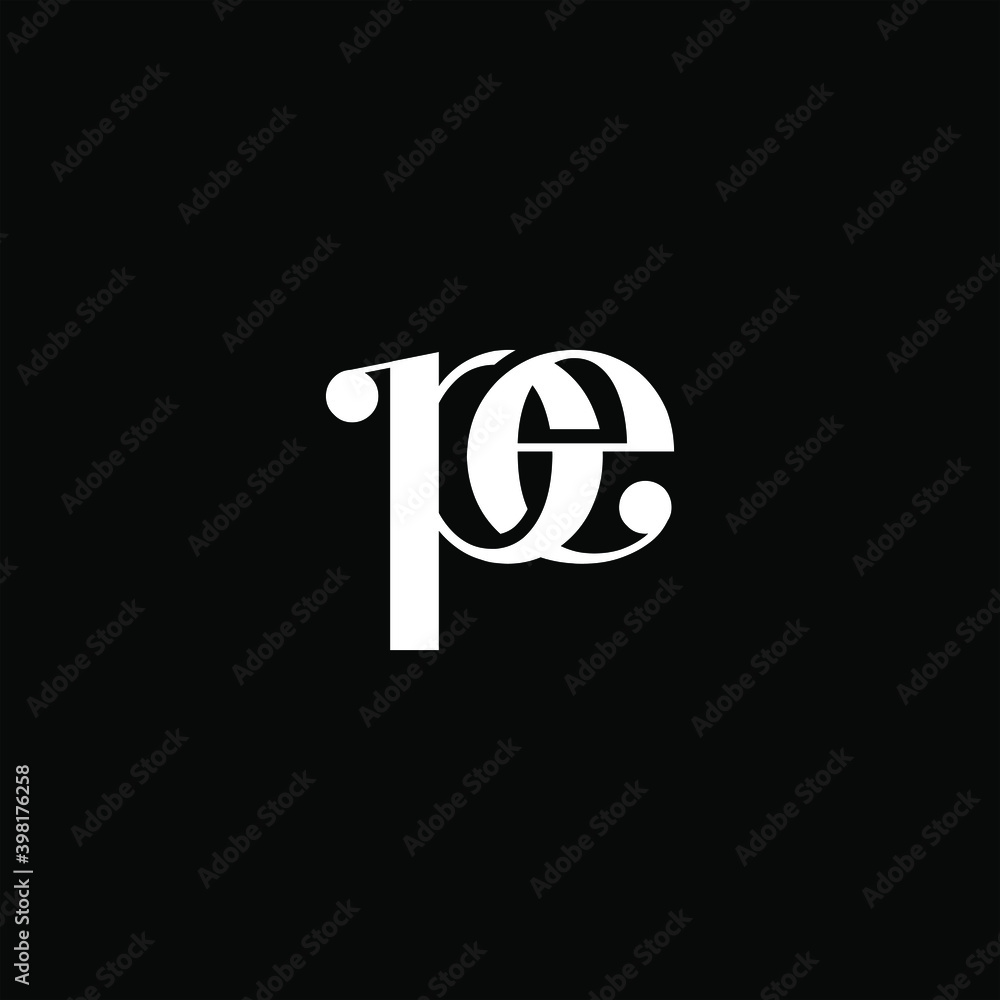 P E letter logo creative design on black color background. pe monogram ...