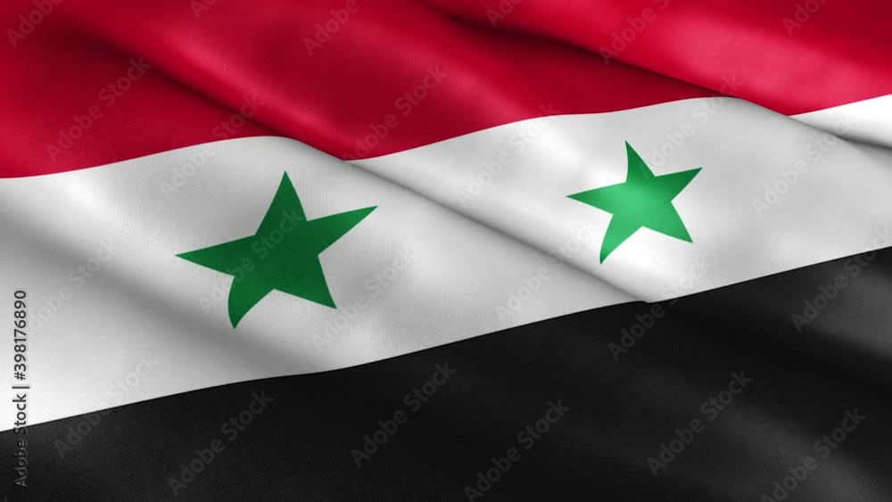 Syria National Flag Country Banner Waving 3D Loop Animation. Stock ...