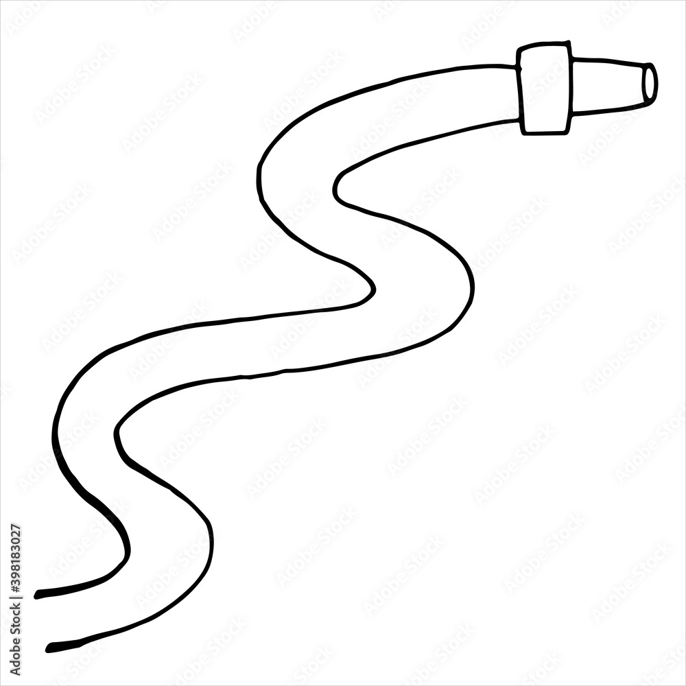 fire hose for extinguishing fires, doodle style vector element, black ...