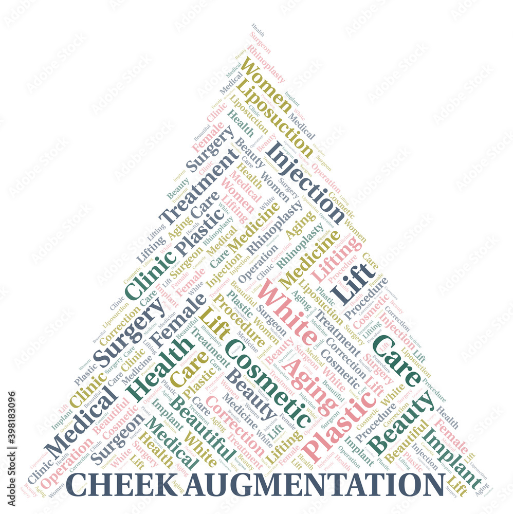 Cheek Augmentation typography word cloud create with the text only ...