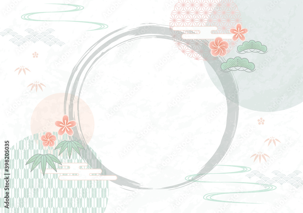 pastel color frame with Japanese traditional patterns Stock Vector ...