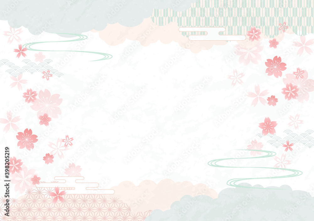 pastel color frame with Japanese traditional patterns Stock Vector ...