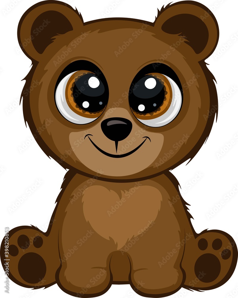 Funny cartoon brown bear. Vector illustration. Stock Vector | Adobe Stock