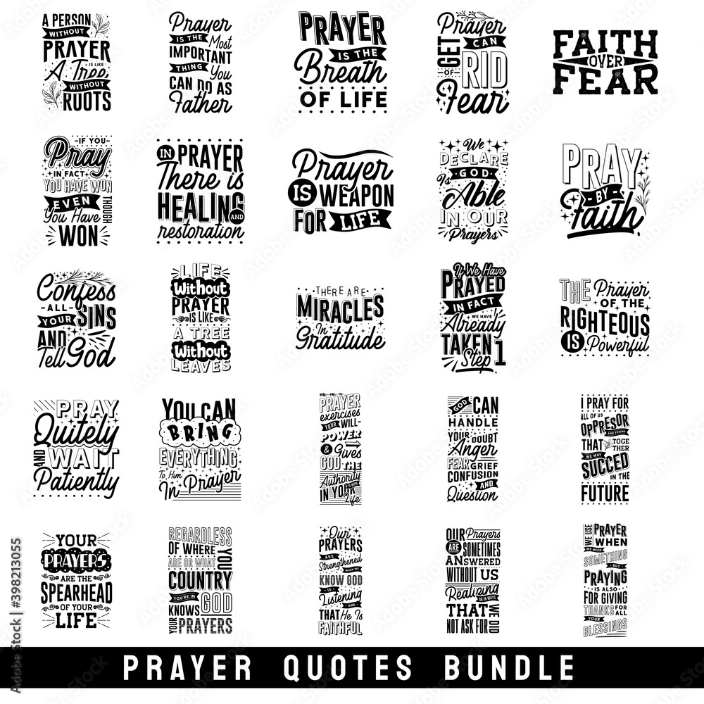 Praying quotes bundle, Religion quotes typography lettering pack ...