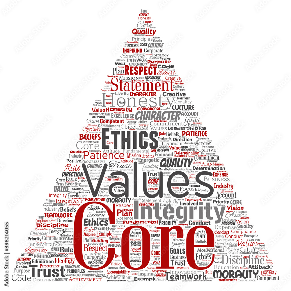 Vector conceptual core values integrity ethics triangle arrow concept ...