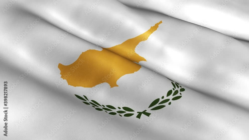 3D Realistic Cyprus Flag Waving in the Wind Continuously. Seamless Loop ...