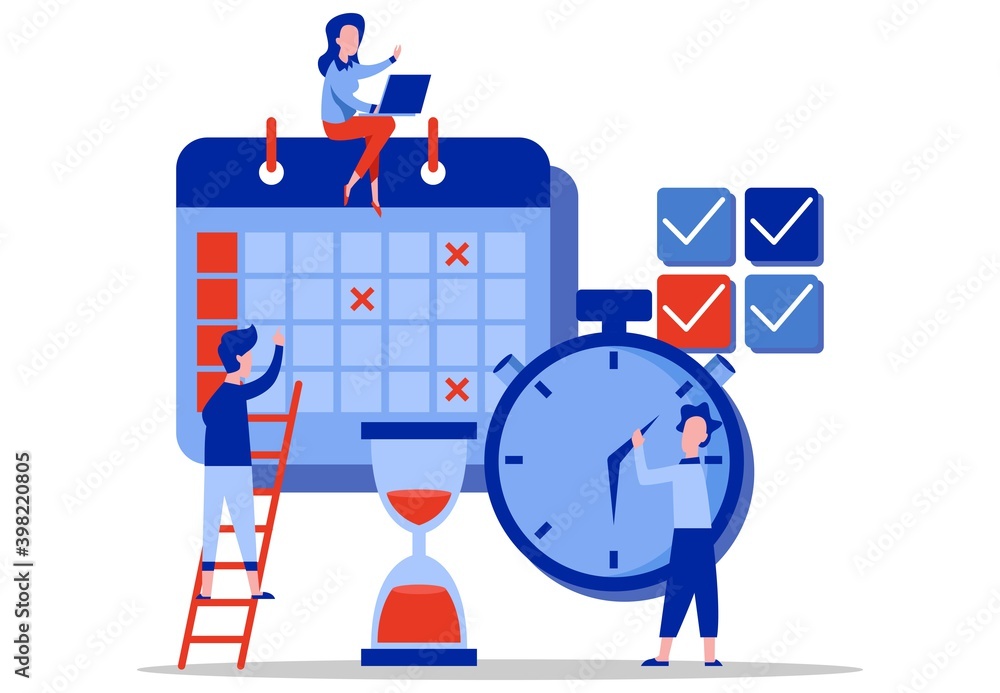 Concept Of Time Management And Deadlines. Leadership Urging Workers In ...