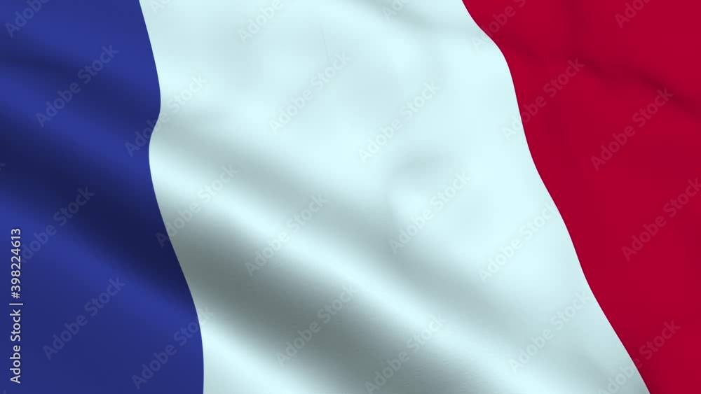 France flag waving on wind seamles loop 3d animation. 4k resolution Stock ビデオ | Adobe Stock