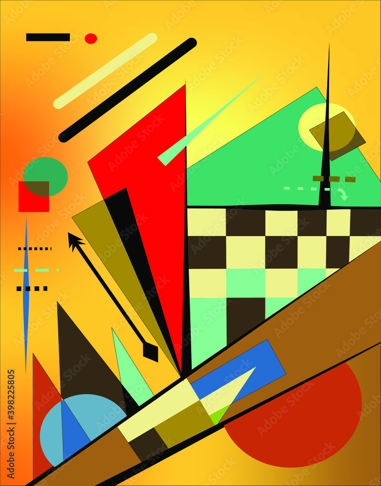 Abstract orange background ,fancy geometric and curved shapes ...