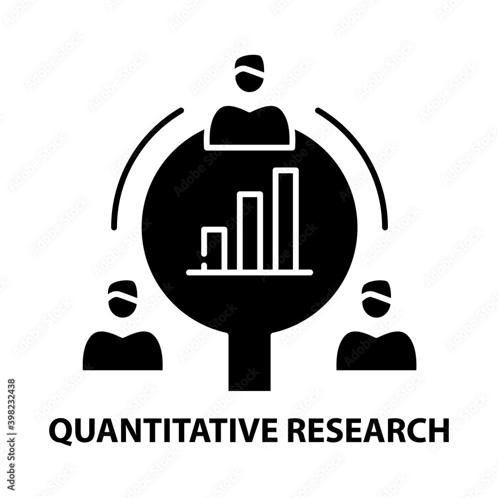 quantitative research icon, black vector sign with editable strokes ...