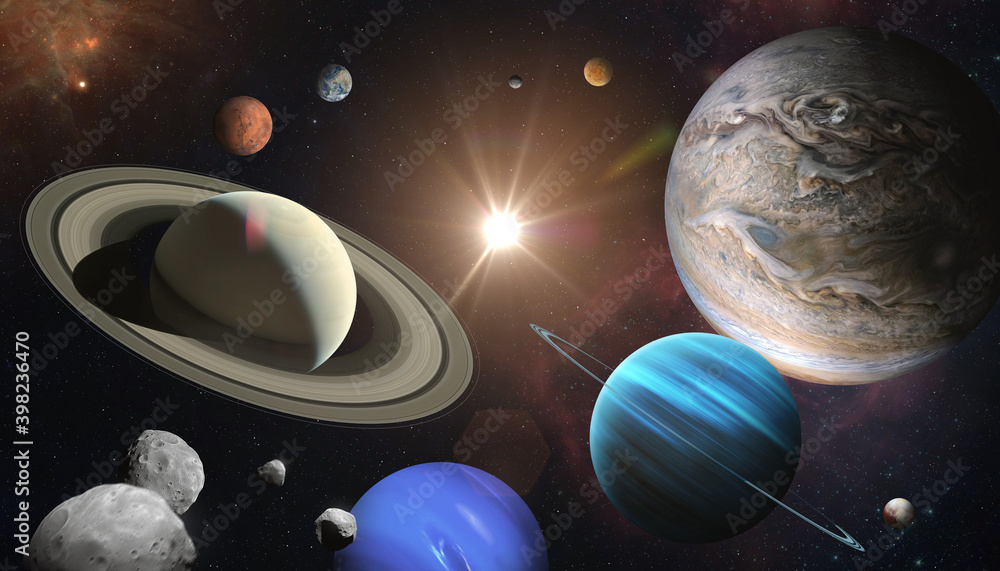 Solar system planet and sun. Elements of this image furnished by NASA ...
