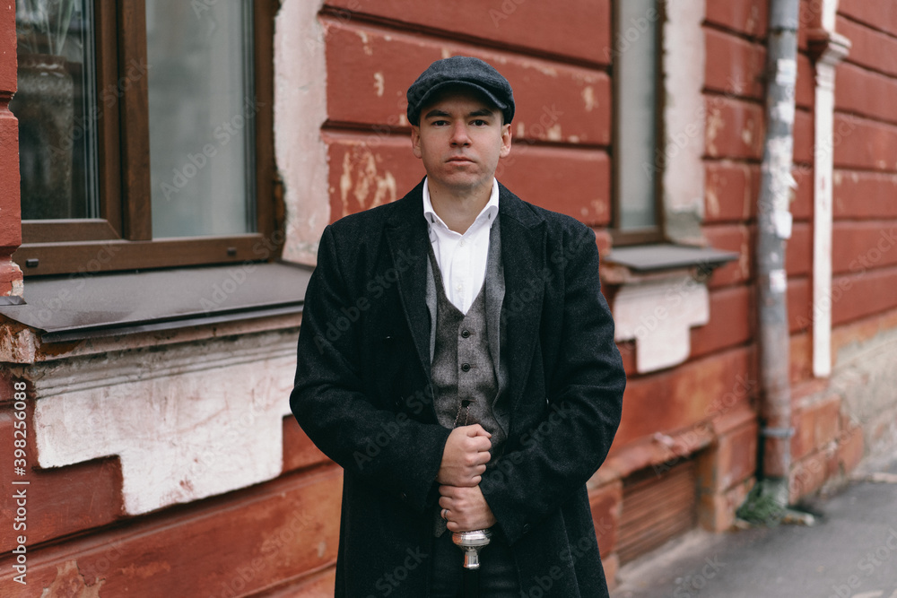Portrait of a man in retro style. Peaky blinders. Vintage Stock Photo ...