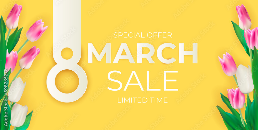 8 March sale banner Background Design. Template for advertising, web ...