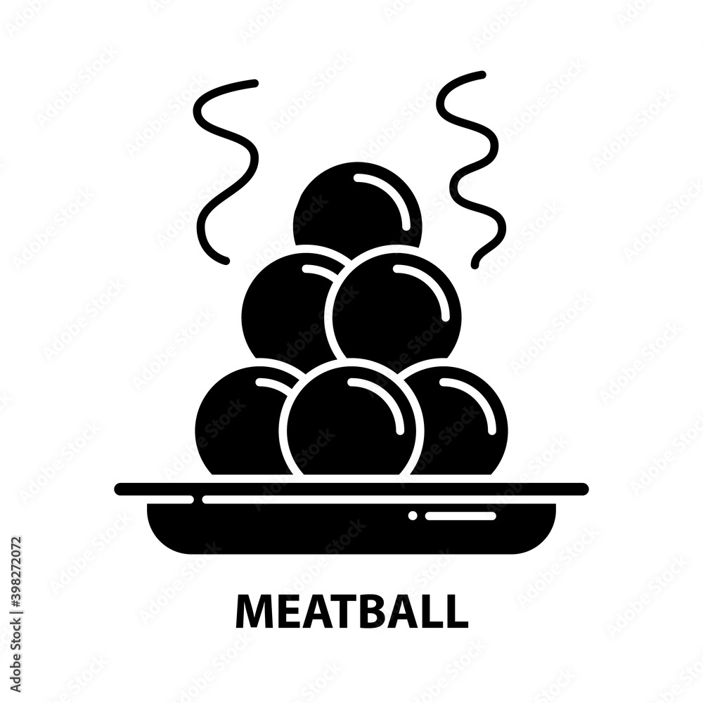 meatball icon, black vector sign with editable strokes, concept ...