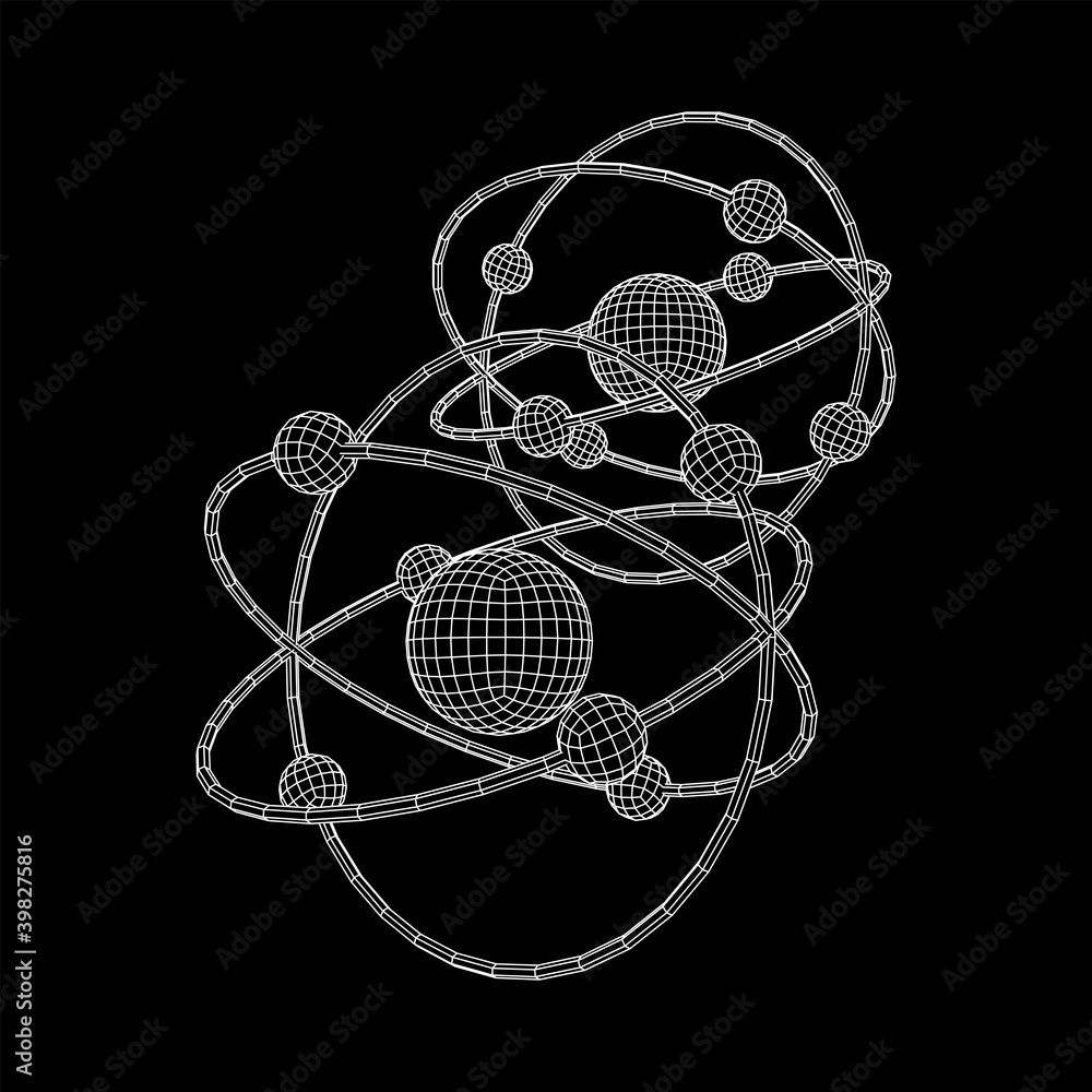 Planetary model of atom with nucleus and electrons Stock Vector | Adobe ...