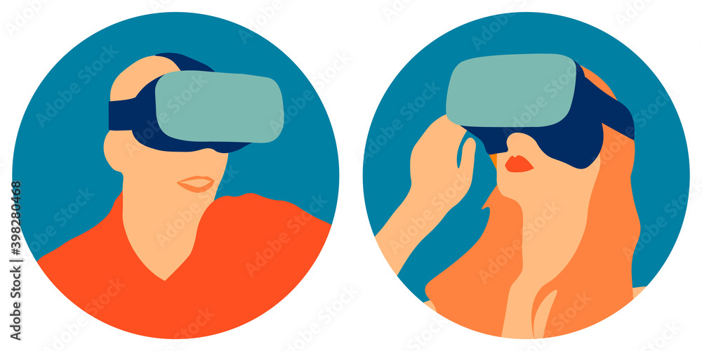 Virtual Reality VR users avatars. Avatars using VR glasses headset, vr ...