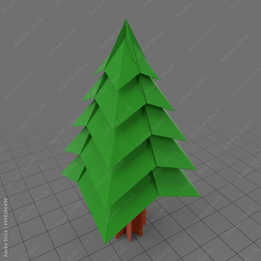 Origami pine tree Stock 3D asset | Adobe Stock