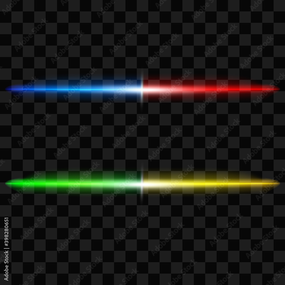 Vector realistic sparkling two color lines with explosion inside ...