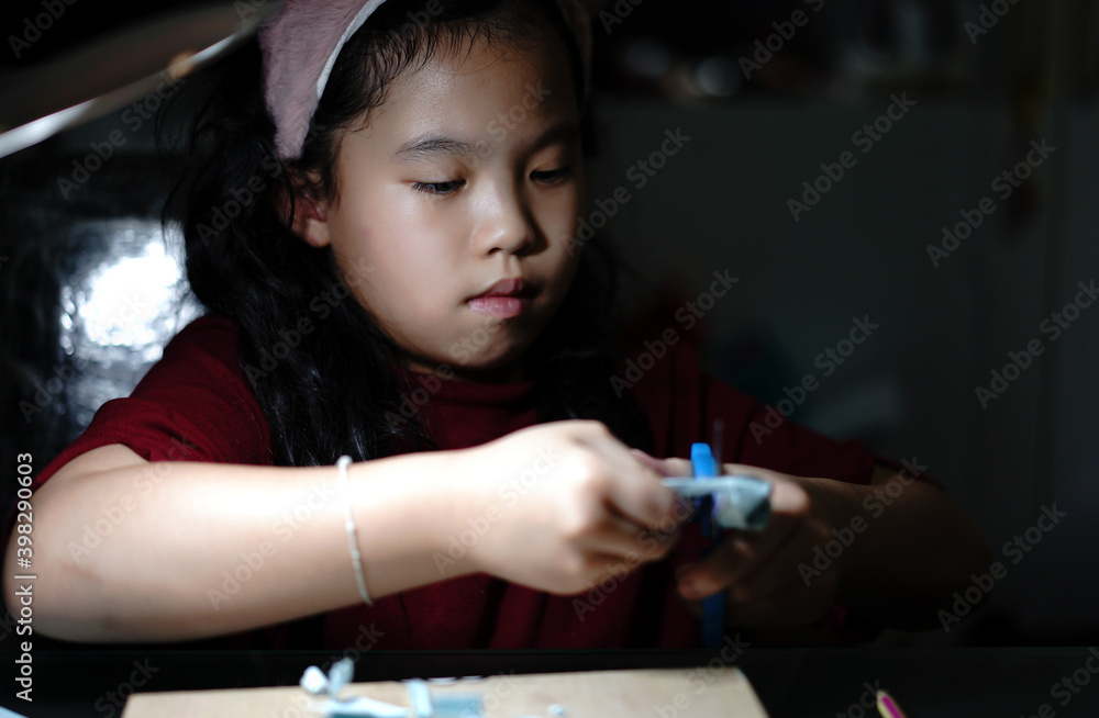 child do craft for making toy from paper Stock Photo | Adobe Stock