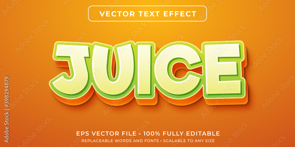Editable text effect - fruit juice cartoon text style Stock Vector ...