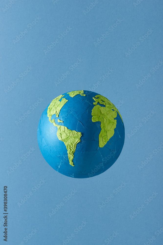 World map of planet earth land shape in recycled papercut craft Stock ...