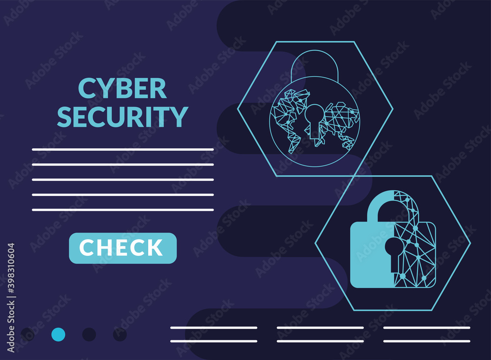 cyber security infographic with padlocks and circuits Stock Vector ...