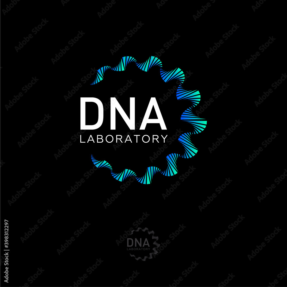 DNA laboratory logo. DNA logo as spiral on a dark background. Logo can ...