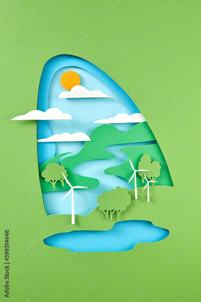 Papercraft model of lung with natural ecosystem. Stock Photo | Adobe Stock