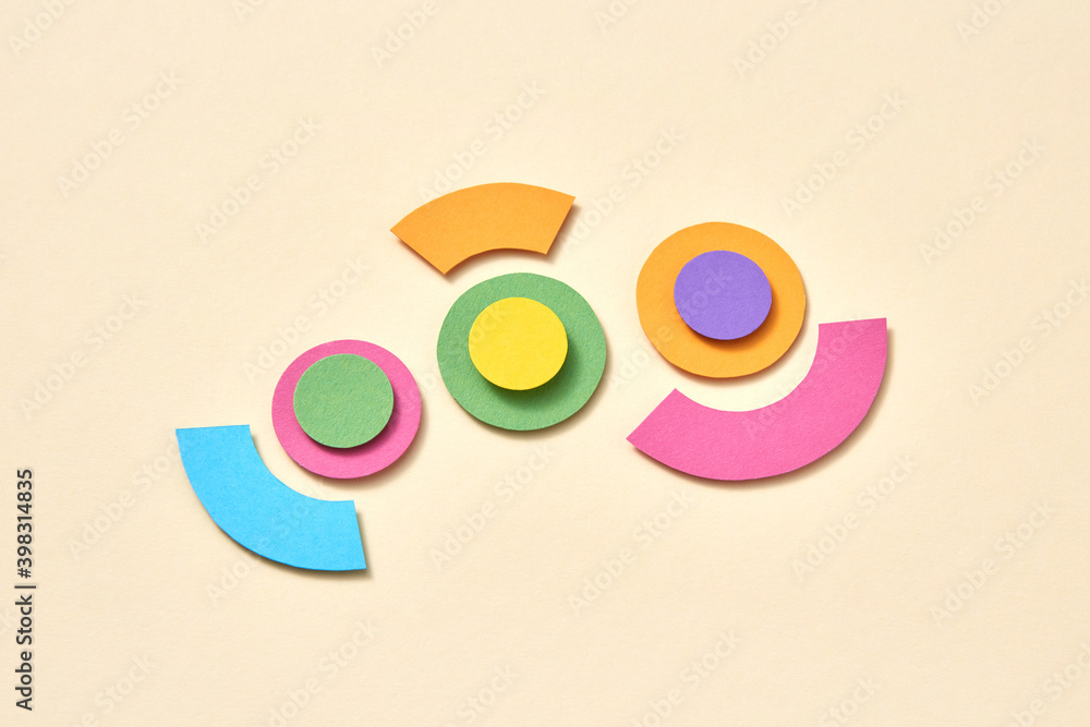 Handmade colorful paper figures pattern. Stock Photo | Adobe Stock