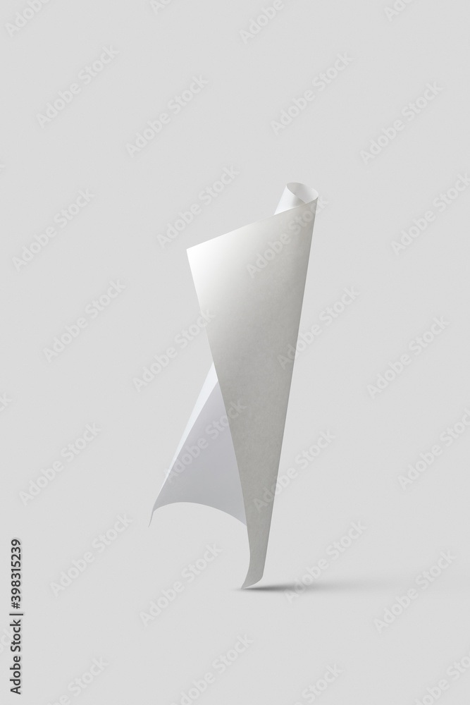 Curved paper sheet vertical falling . Stock Photo | Adobe Stock