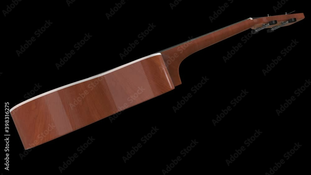 3d model of ukulele rotating in a seamless loop on an alpha channel ...