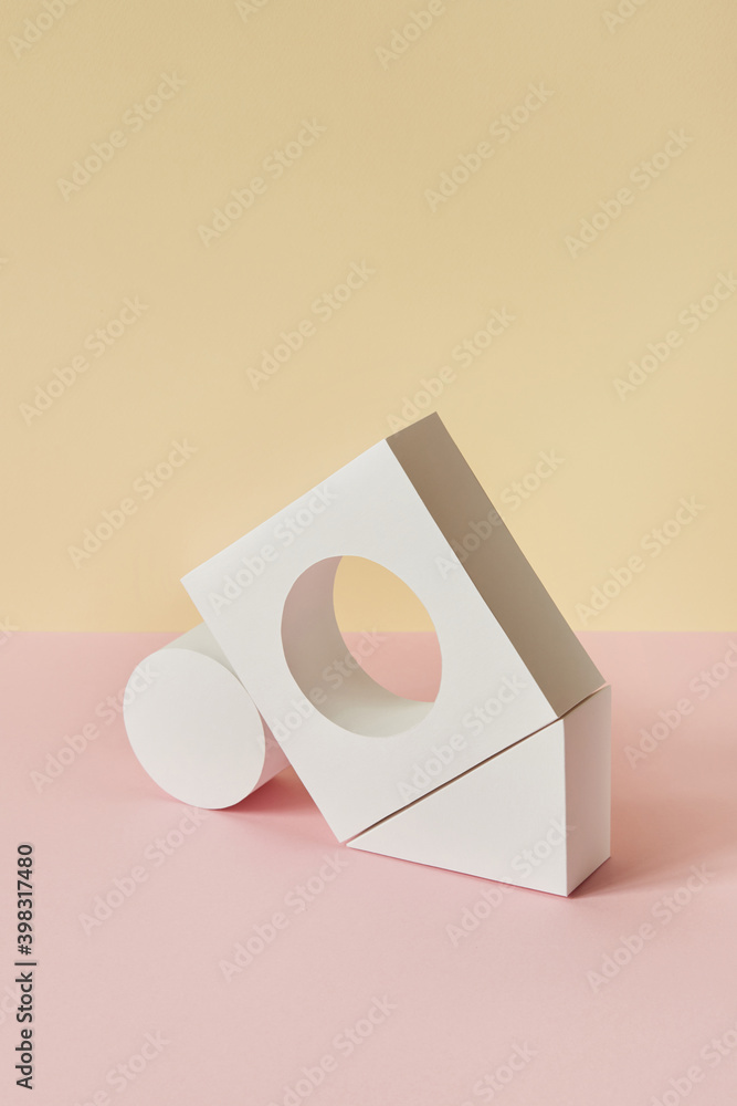 Geometric papercraft figures balanced. Stock Photo | Adobe Stock