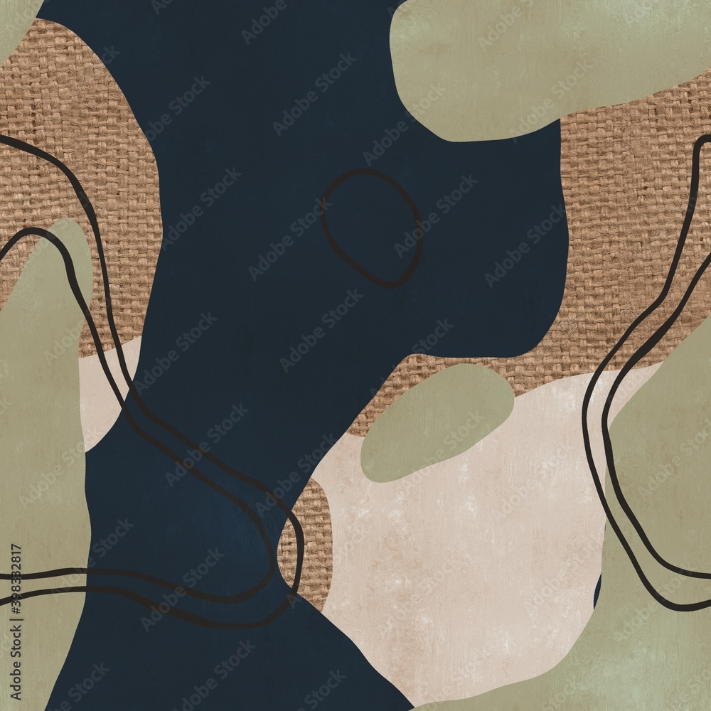 Stock-illustrationen Seamless organic rounded curvy shapes on burlap ...