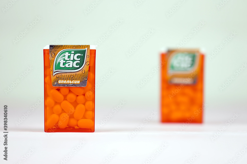 Tic tac drops with orange flavour. Tic tacs are manufactured by Italian ...