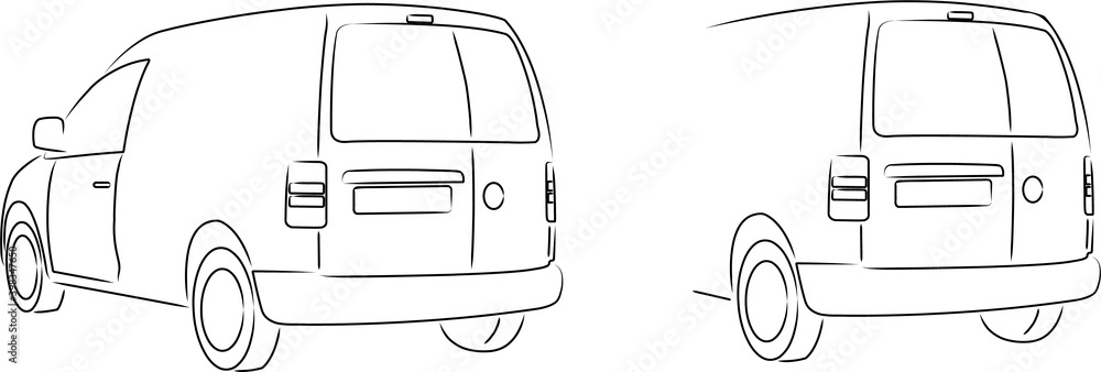Simple black and white drawing utility van vehicle Stock Vector | Adobe ...