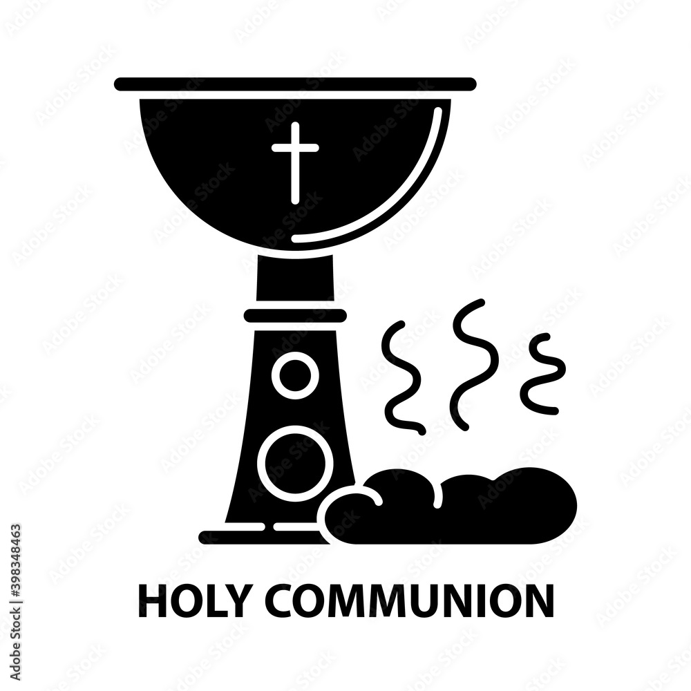 holy communion icon, black vector sign with editable strokes, concept ...