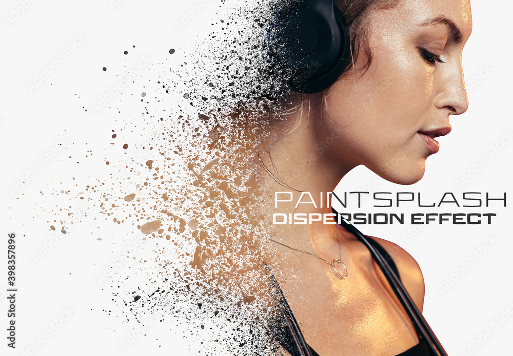 Dispersion Photo Effect with Paint Splash Mockup Stock Template | Adobe ...