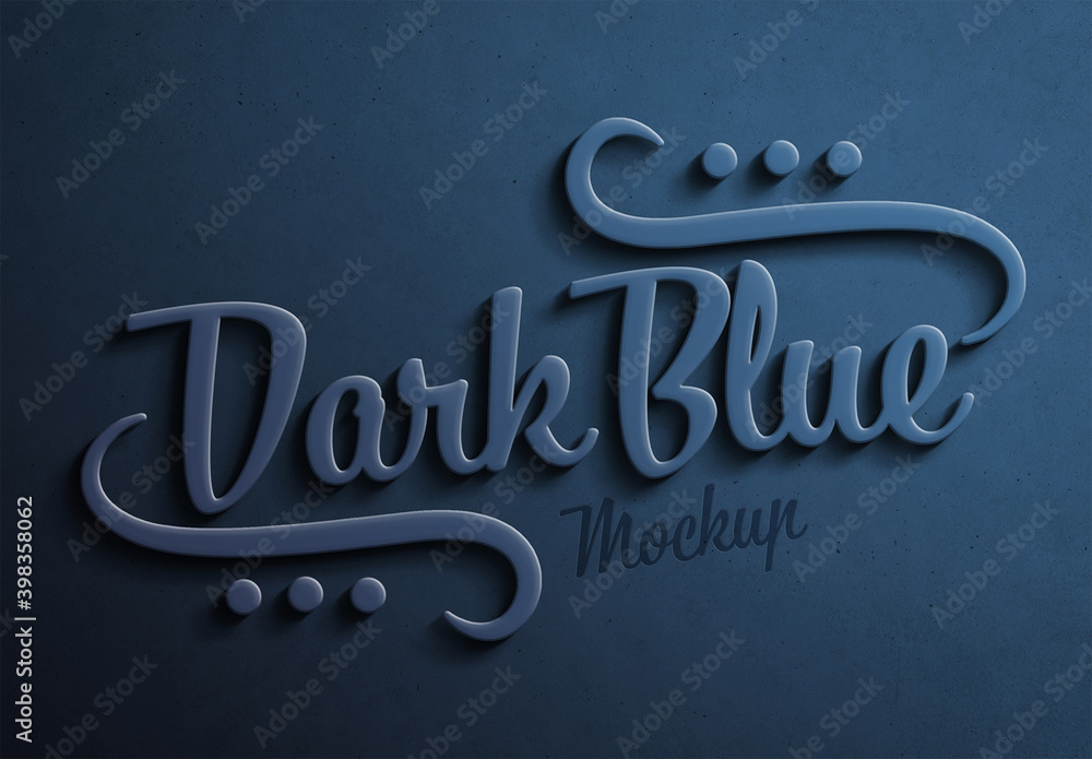 Dark Blue 3D Text Effect with Shadow Mockup Stock Template | Adobe Stock