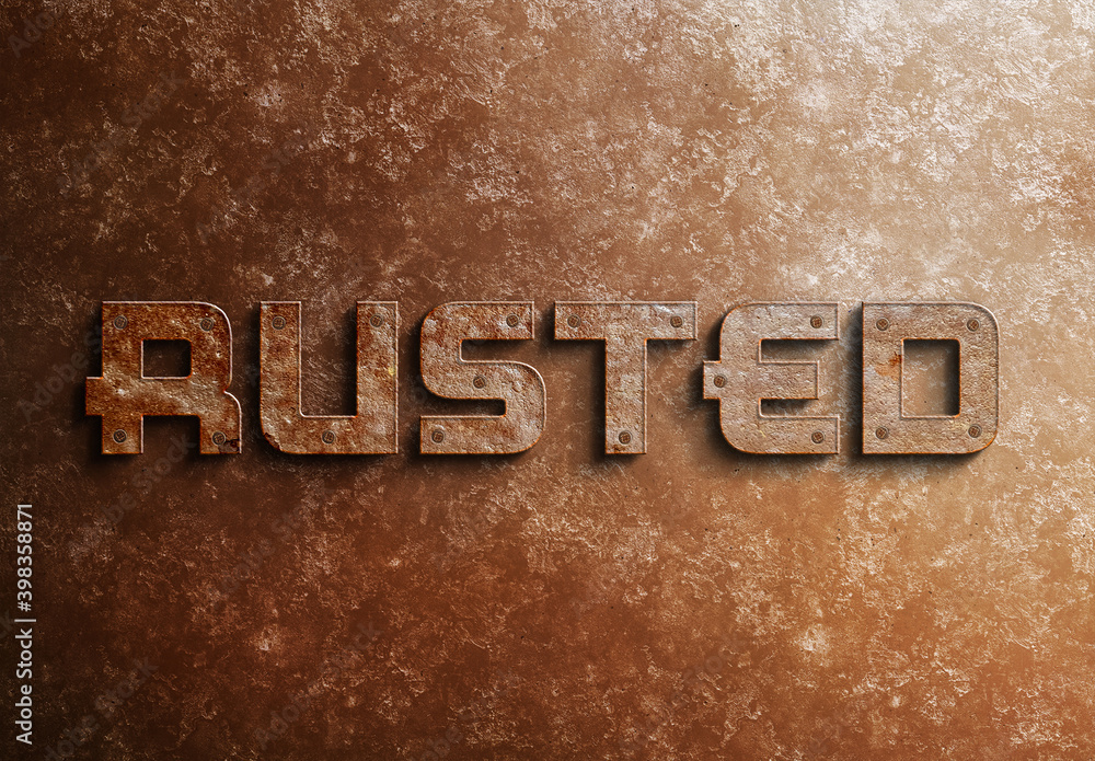 Rusted Metal 3D Text Effect Mockup Stock Template | Adobe Stock
