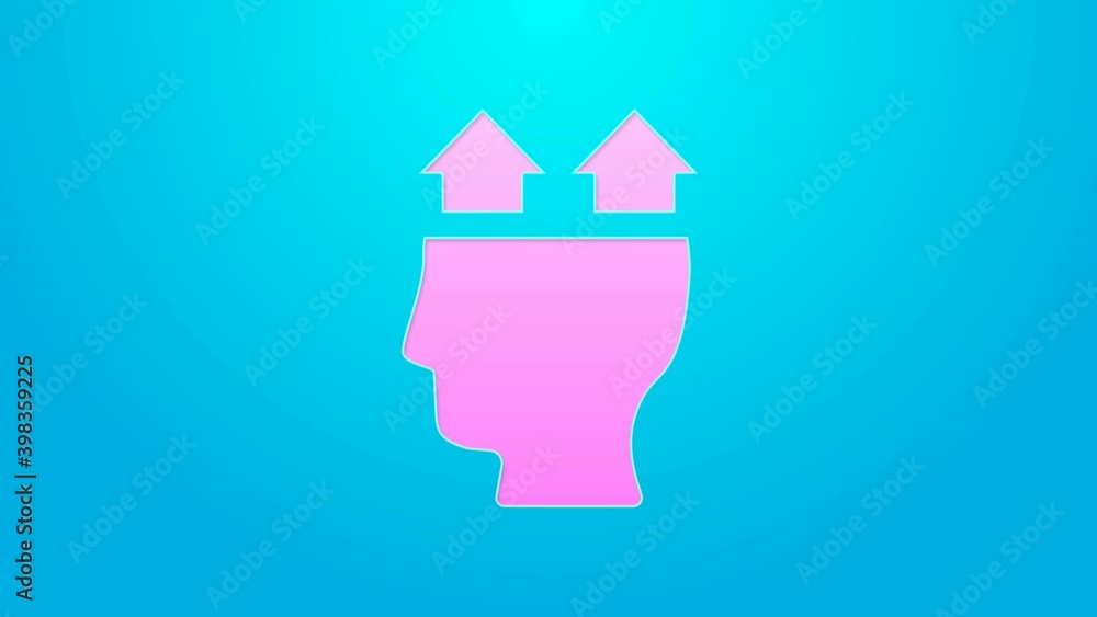 Pink line User of man icon isolated on blue background. Business avatar ...