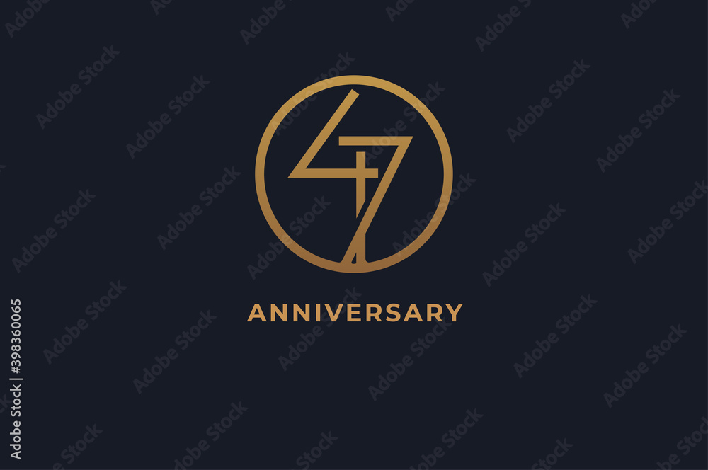 Vecteur Stock Number 47 logo, gold line circle with number inside ...