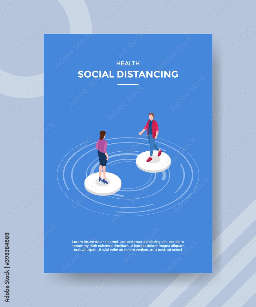 health social distancing men and women standing keep distance for ...