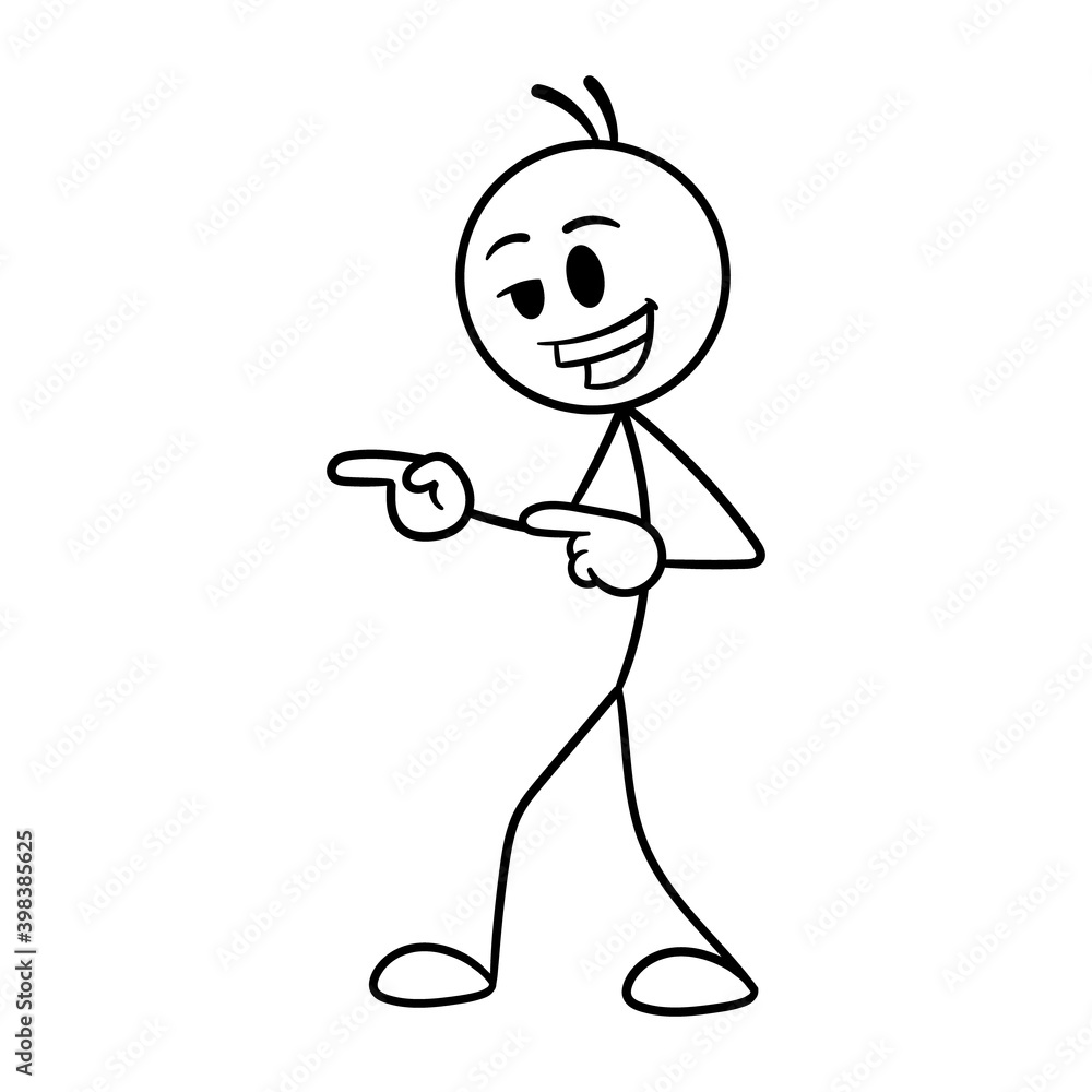 Cartoon Pointing Stickman Figure Illustration Stock Vector | Adobe Stock