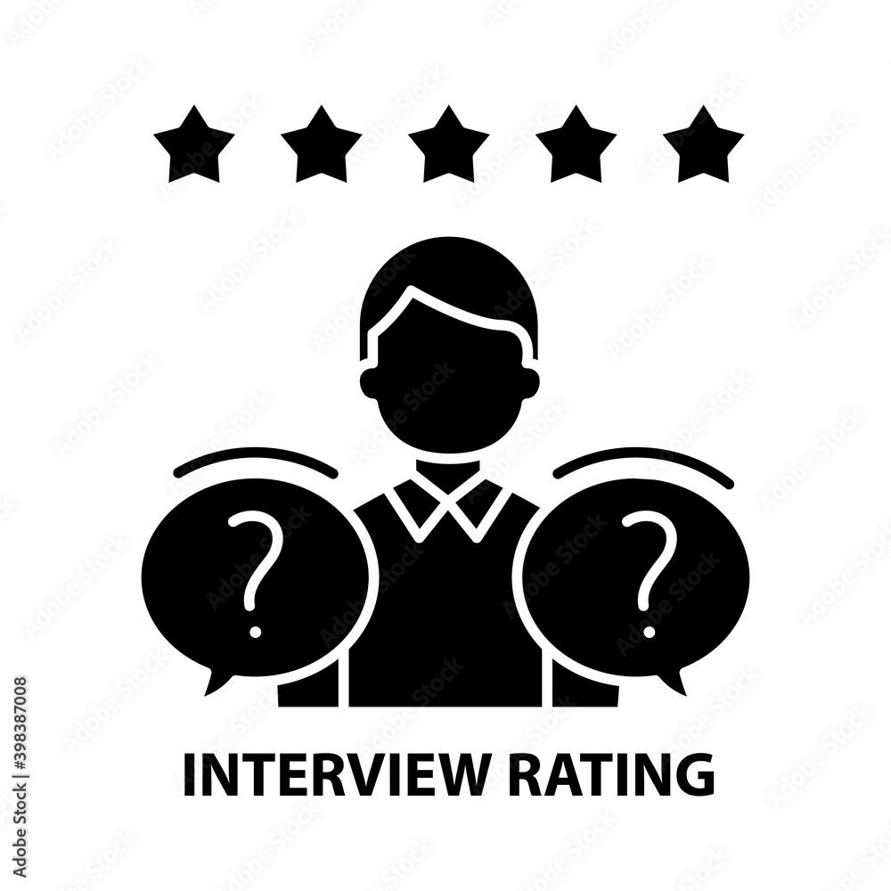 interview rating icon, black vector sign with editable strokes, concept ...