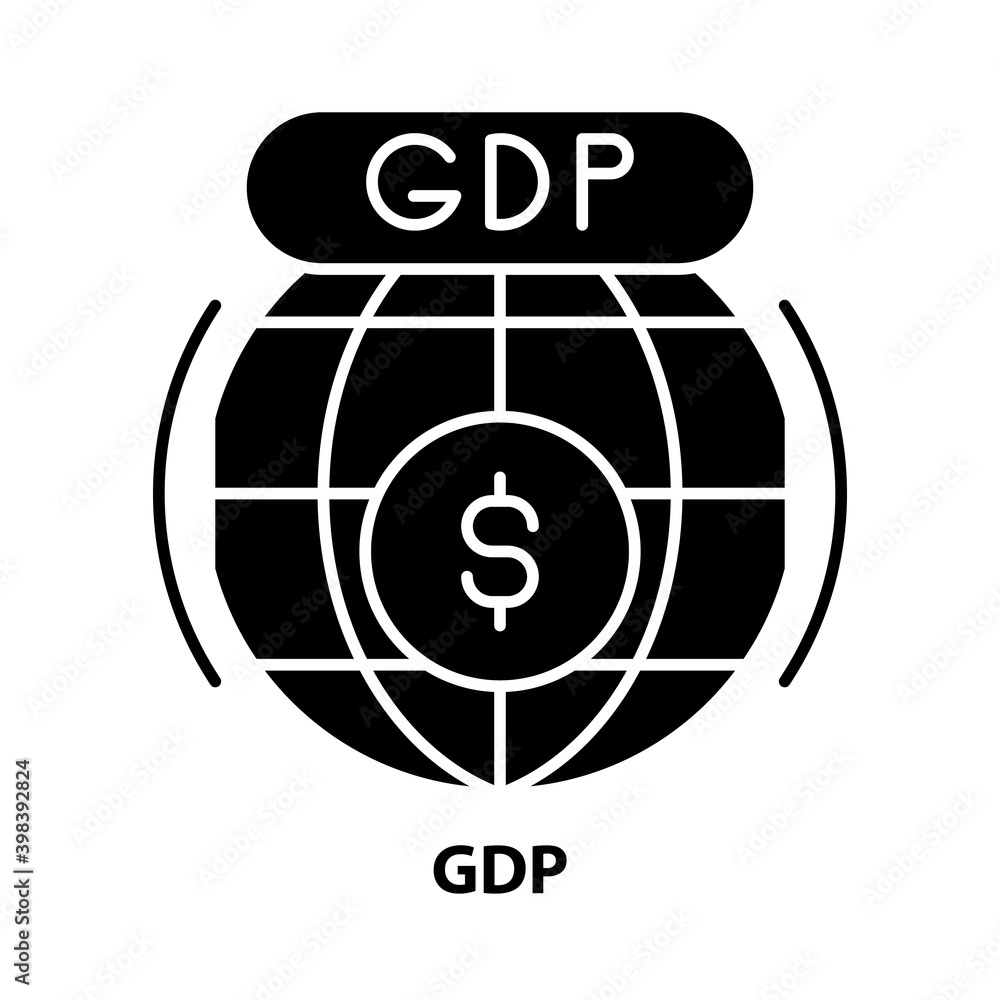 gdp icon, black vector sign with editable strokes, concept illustration ...