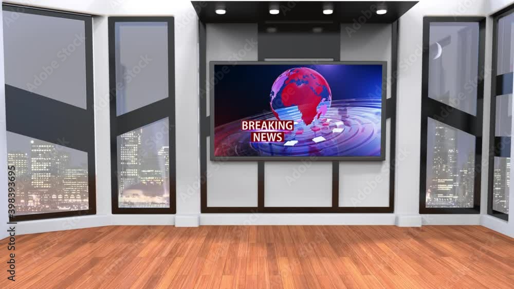 3D Virtual TV Studio News, Backdrop For TV Shows .TV On Wall.3D Virtual ...