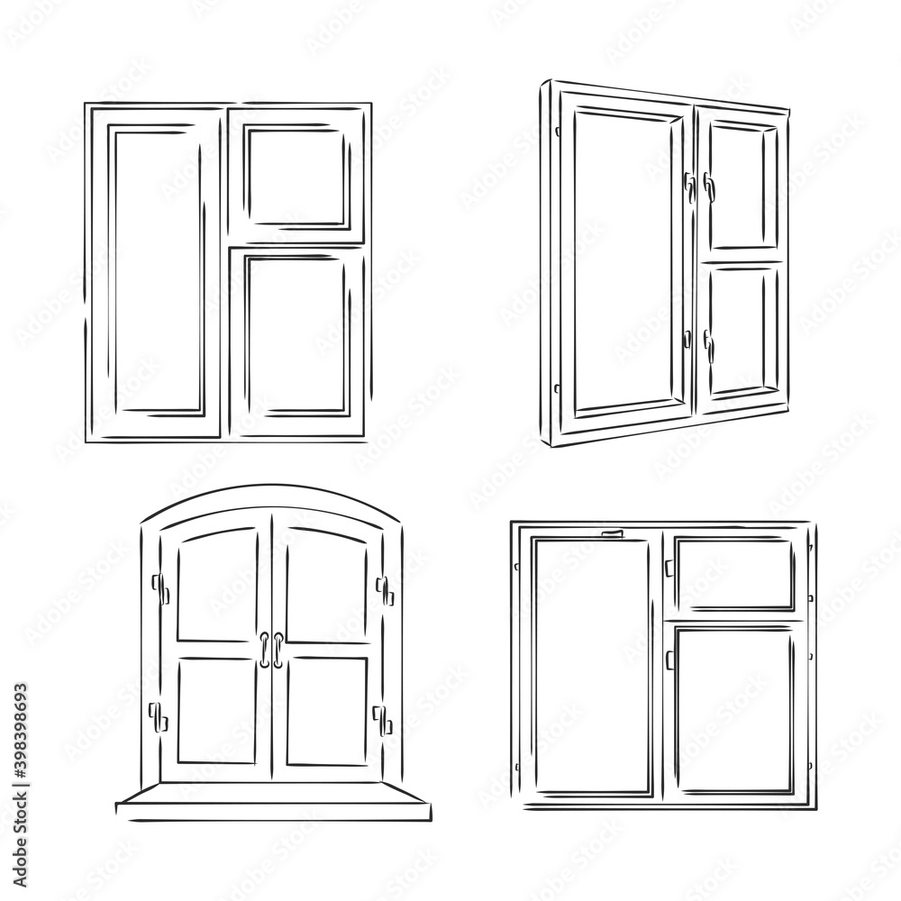 Window. Hand drawn sketch illustration. window vector sketch ...